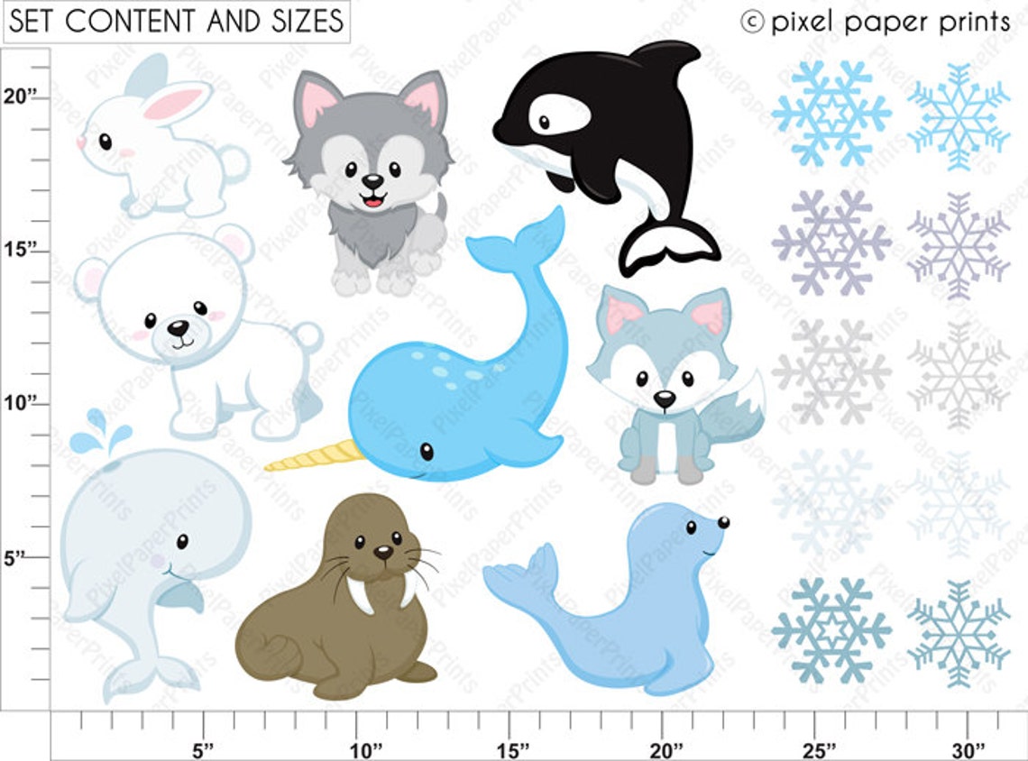 Arctic Animals Clipart and Paper Set Arctic Clipart | Etsy UK