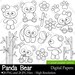 Panda Bear Digital Stamps Clipart - Etsy