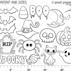Halloween Elements - Digital Stamps - Etsy