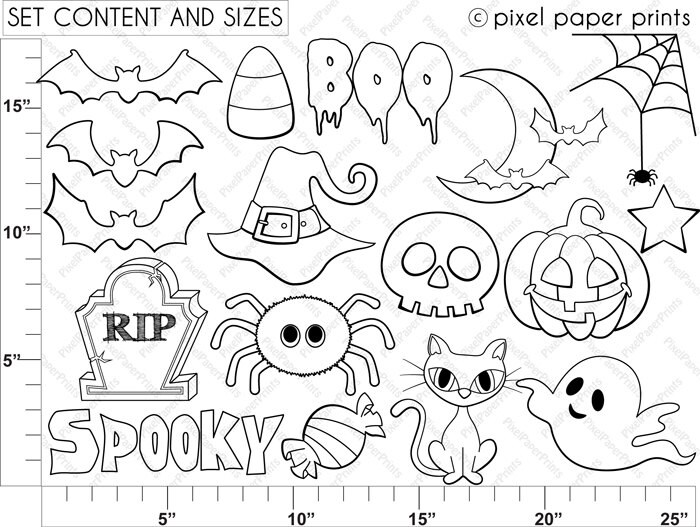 Halloween elements Digital stamps | Etsy