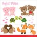 Valentines Day Clipart - Cute Animal Couples - Digital Graphics for ...
