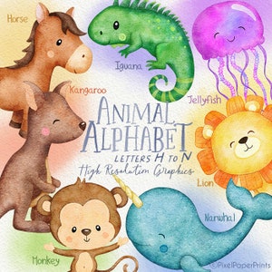 Watercolor Animal Alphabet Clipart: A-Z Graphics (digital Download) - Etsy