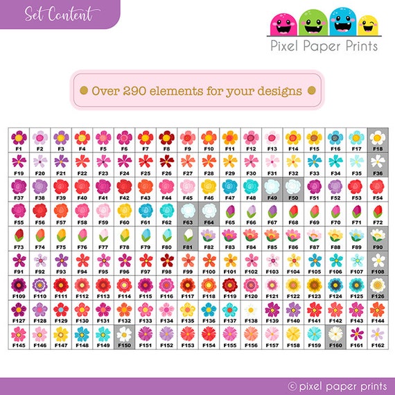 Joyful Flowers - Floral Clip Art — PixelPaperPrints