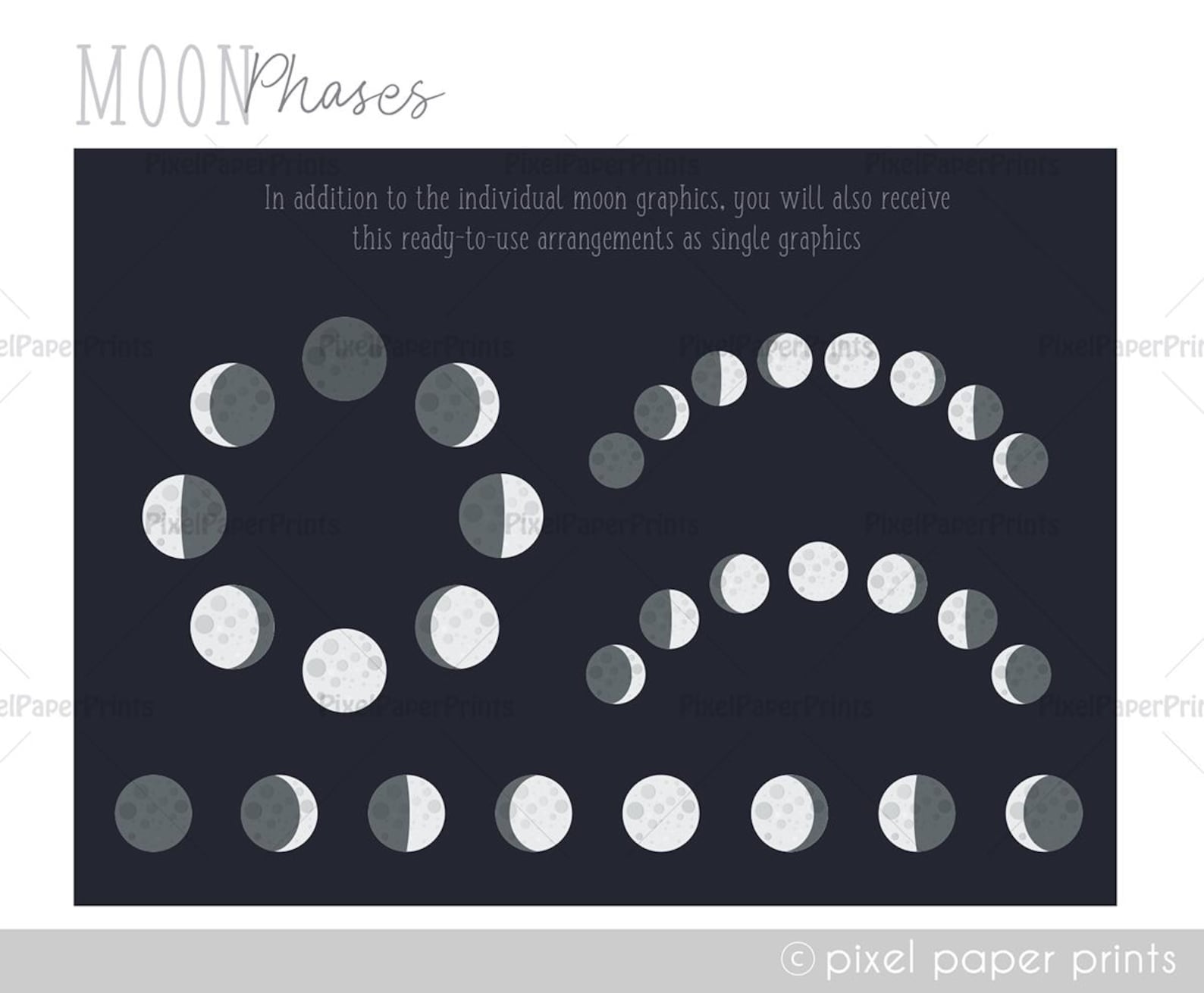 Moon Phases Clipart - Digital Download - Cute Moon Clipart - Moon Cycle ...