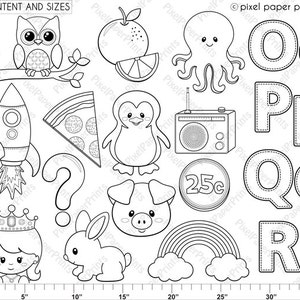 Alphabet Digital Stamps Part 5 - OPQR Clip Art - School Clipart - Etsy