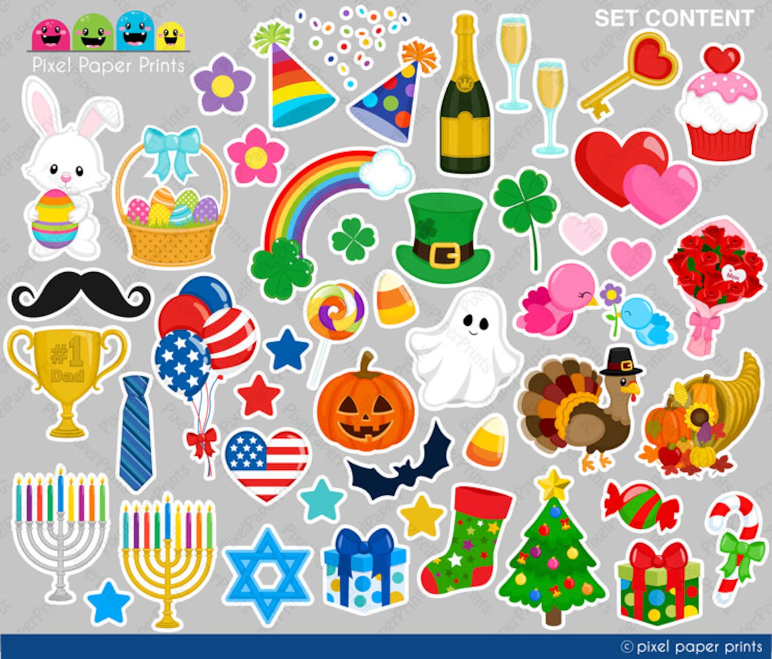 Holiday Pack Clip Art Set Holiday Clipart Calendar Clip - Etsy