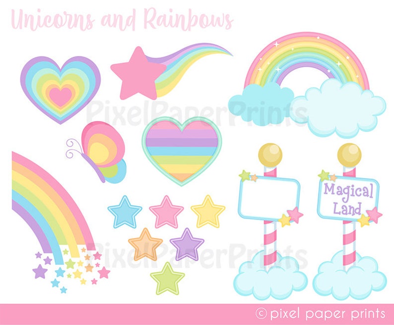 Unicorns and Rainbows Unicorn Clipart Rainbow Clip Art - Etsy