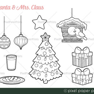 Santa and Mrs. Claus Digital Stamps - Christmas Clipart - Line Art ...