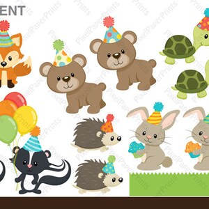 Woodland Birthday Clip Art - Forest Clipart - Clip Art and Digital ...