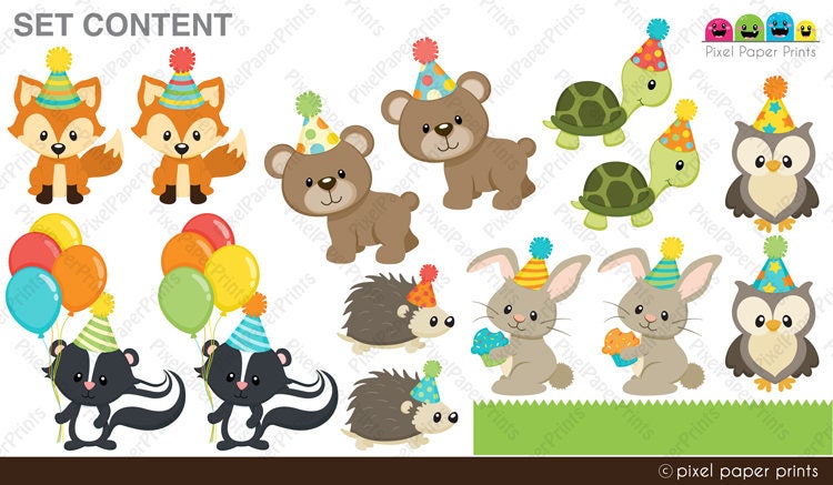 Woodland Birthday Clip Art Forest Clipart Clip Art and - Etsy
