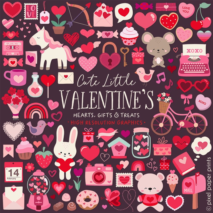 Valentine's Day Clipart - Cute Little Valentine's Hearts Gifts and ...