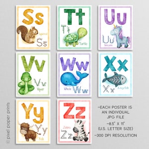 Alphabet Printable Posters - Digital Animal ABC Posters for Classroom ...