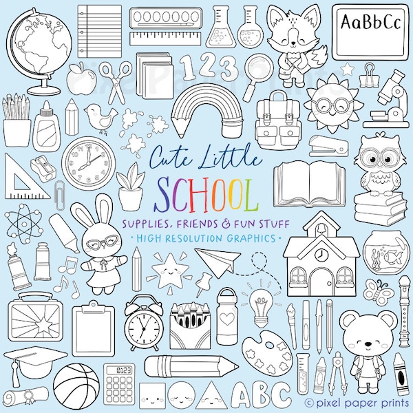Cute School Clip Art Png - Etsy