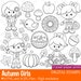 Autumn Girls Digital Stamps Clipart Fall Line Art - Etsy