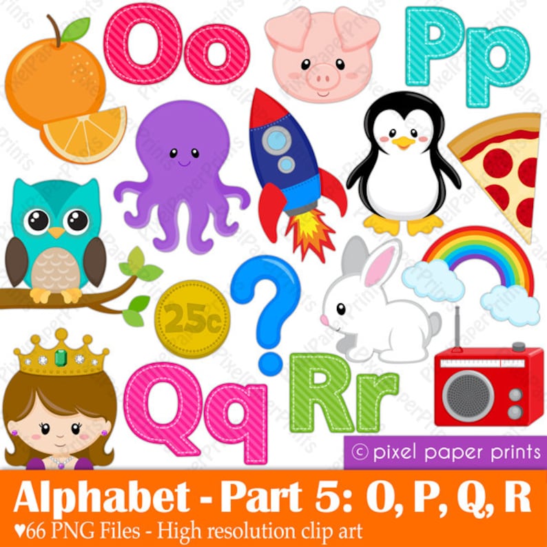 Alphabet Clipart Part 5 ABC Clip Art OPQR School Clip Art - Etsy