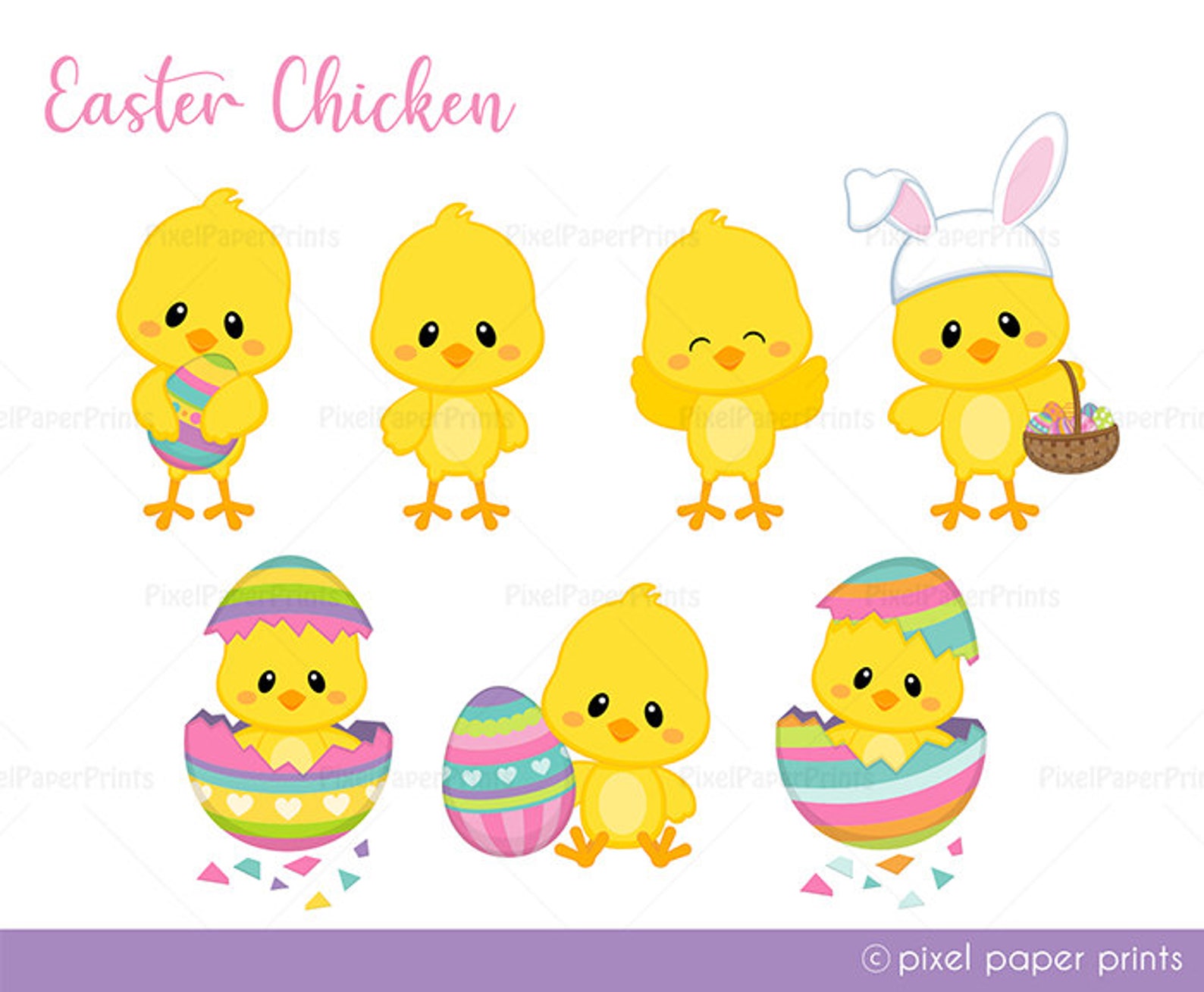 Easter Clipart - Cute Easter Chicken Graphics - Digital Paper and Clip ...