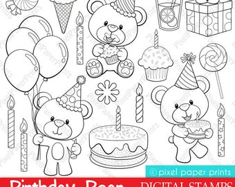 Panda Bear Digital Stamps Clipart | Etsy