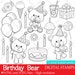 Birthday Bear Digital Stamps Clipart - Etsy