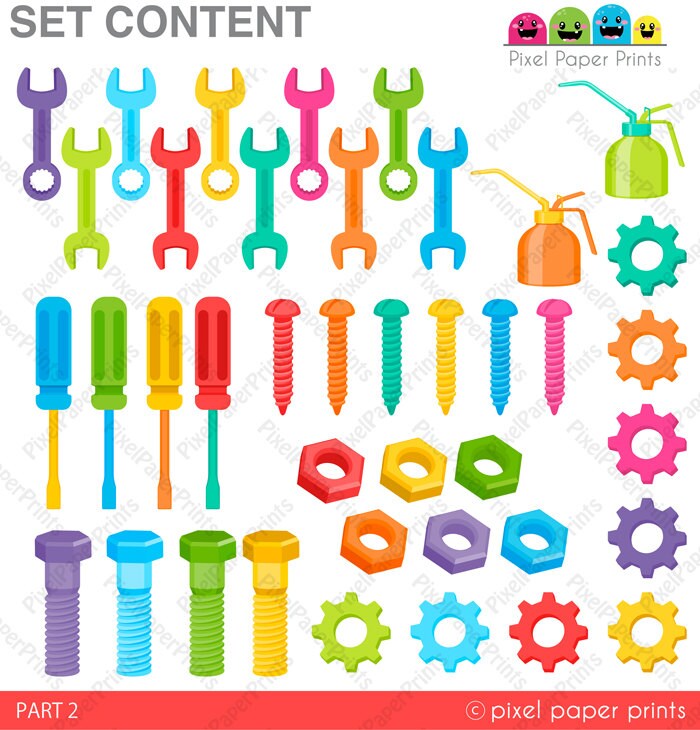 Colorful Robots Clip Art and Digital Paper Set Robot - Etsy