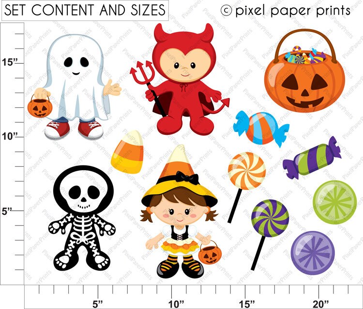 Trick or Treat - Digital Paper and Clip Art Set - Halloween - Etsy