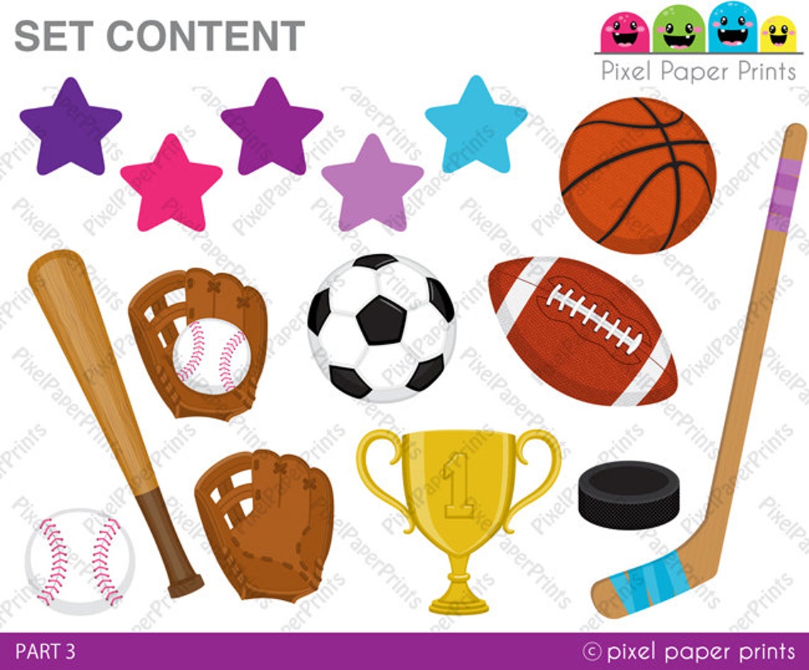 Sport Girls Clip Art and Digital Paper Set Sports Clipart | Etsy