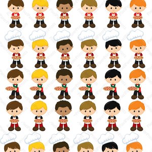 La Pizzeria Boys - Clip Art and Digital Paper Set - Pizza Party Clipart ...