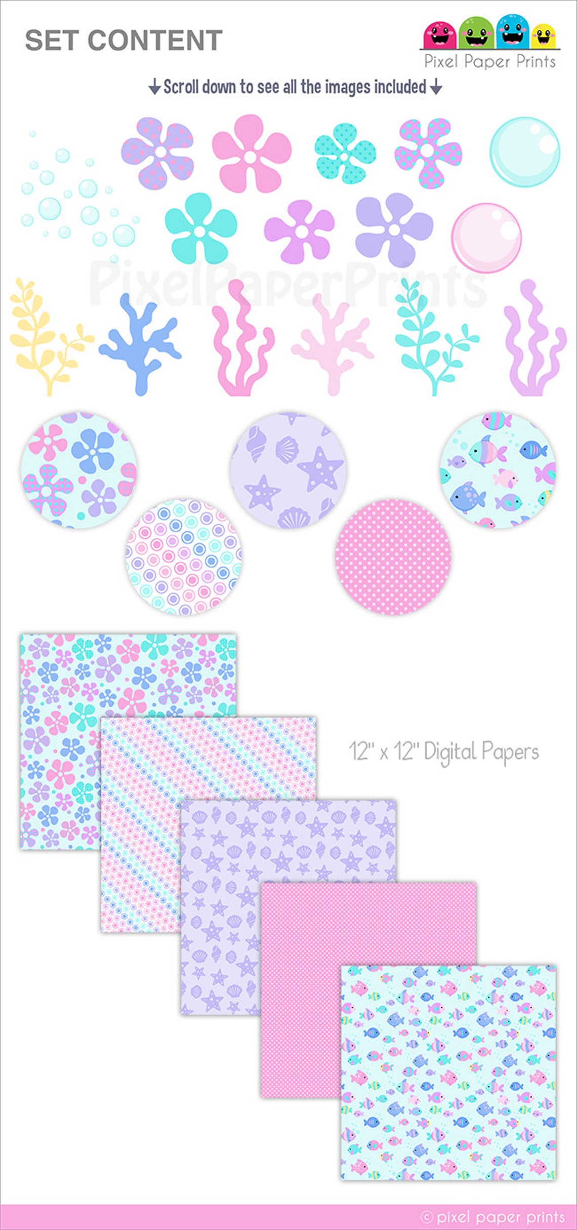 Cute Sea Animals Clipart - Sea Creatures Clip Art - Digital Download ...