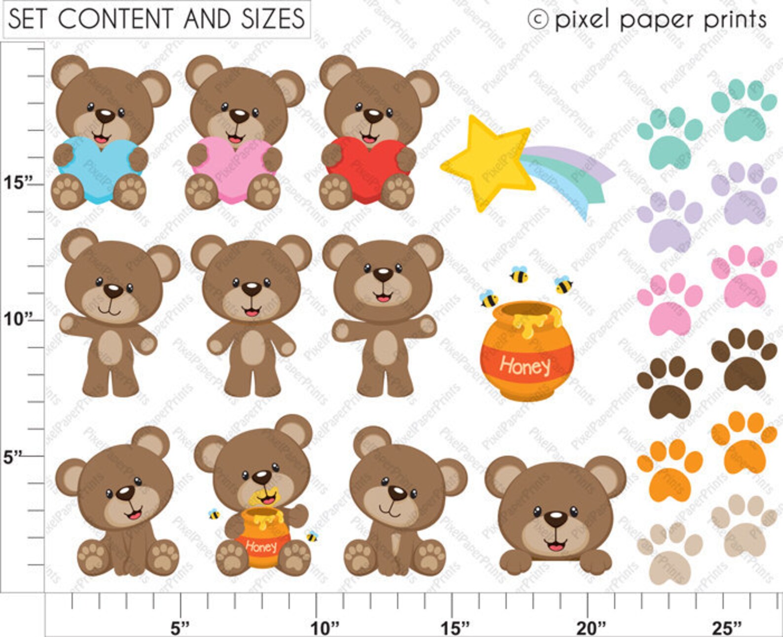 Baby Bear Clip Art and Digital Paper Set Baby Shower - Etsy