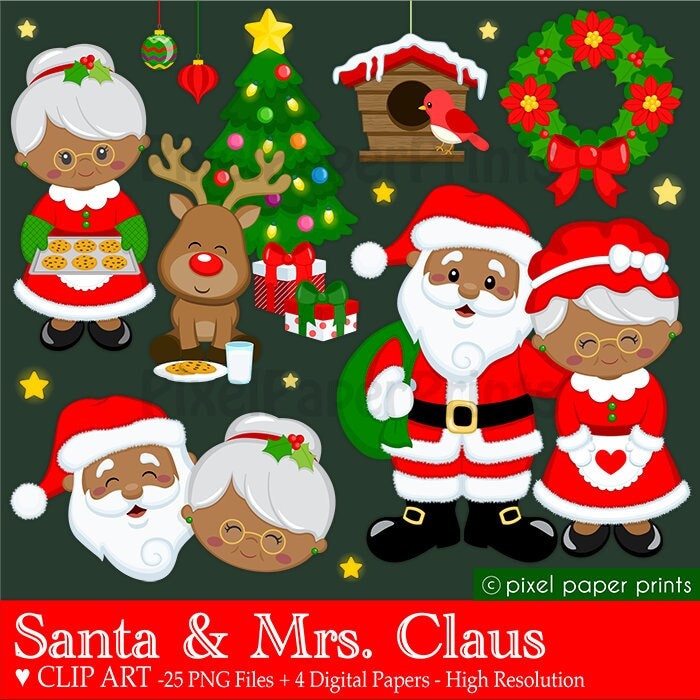 Black Santa Clip Art - Etsy