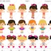 Girls at the Beach Clipart - Clip Art and Digital Paper Set - Digital ...