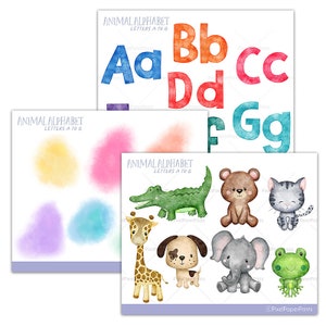 Watercolor Animal Alphabet LETTERS A TO Z Animals Clipart and Digital ...