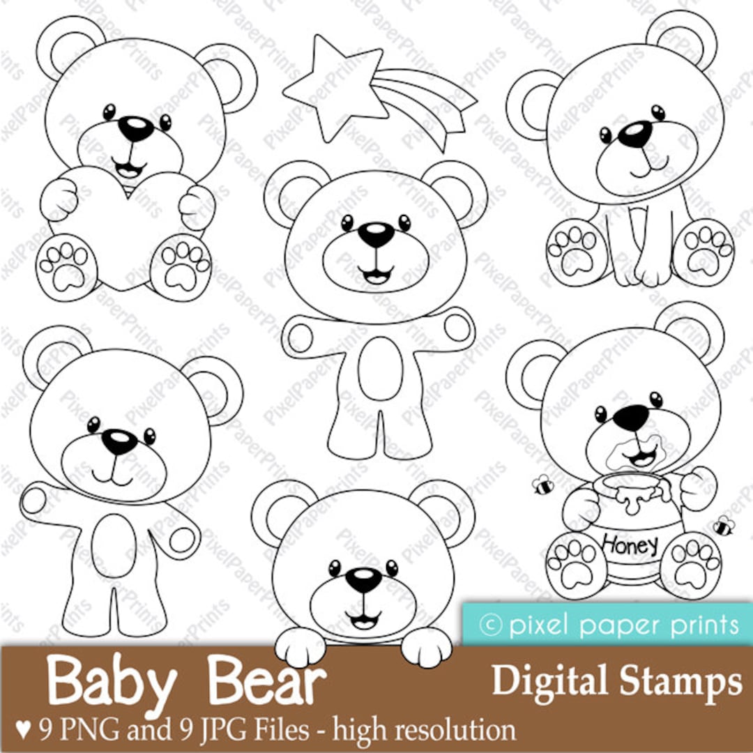 Baby Bear - Digital Stamps - Etsy
