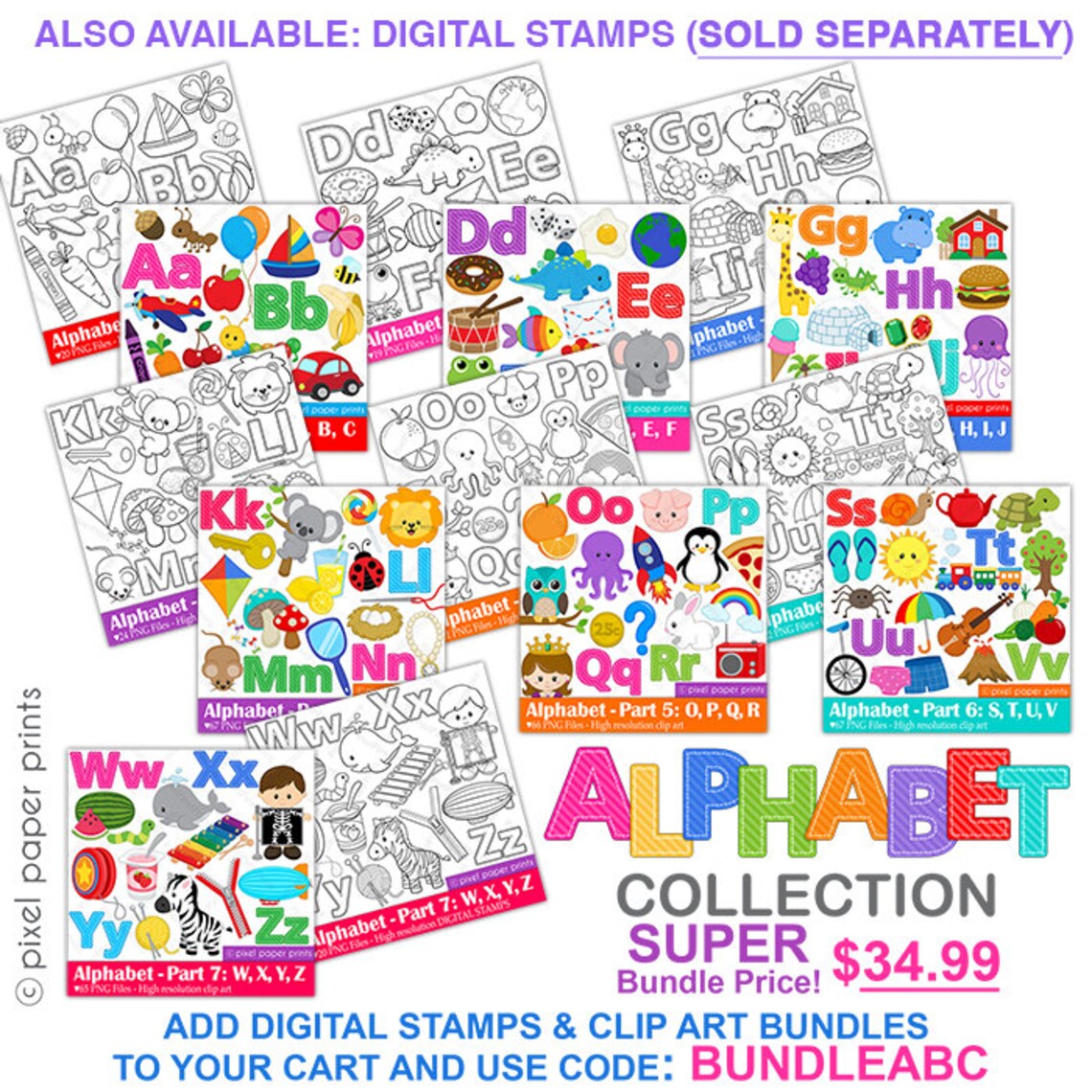 Alphabet Clipart ABC Clip Art Bundle Price School Clip | Etsy UK