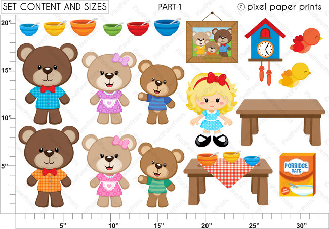 Goldilocks And The 3 Bears Clip Art