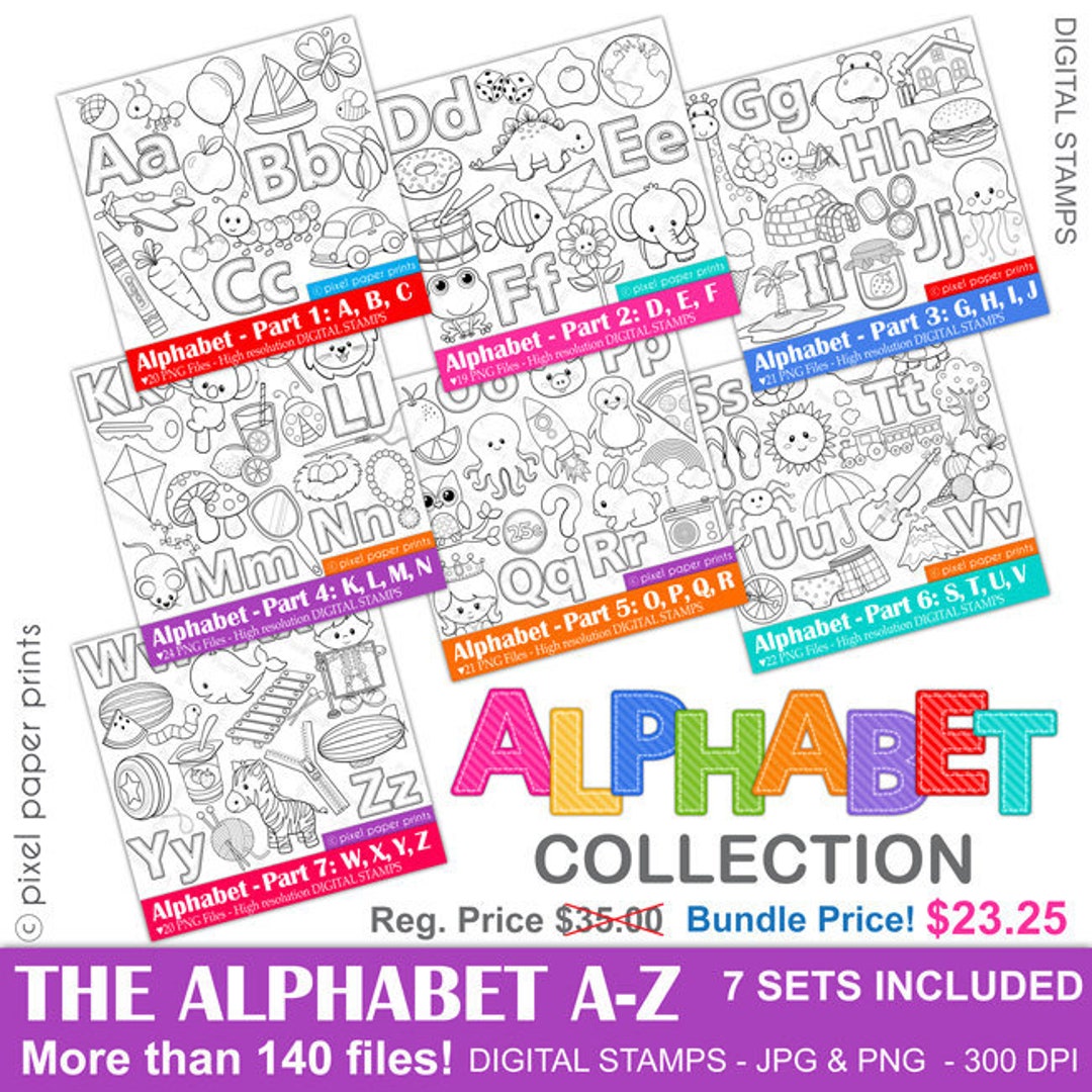 Complete Alphabet Clipart Bundle | Black & White Pngs From A to Z ...