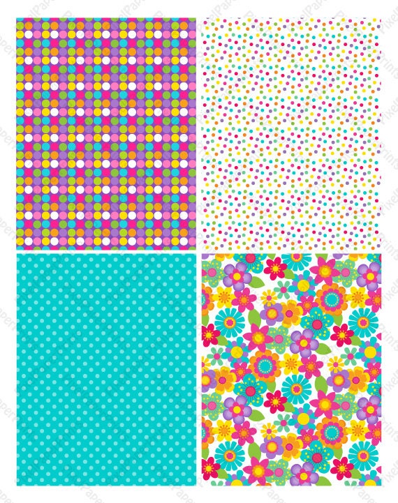 Flowery Summer Digital Paper Set Backgrounds Digital - Etsy