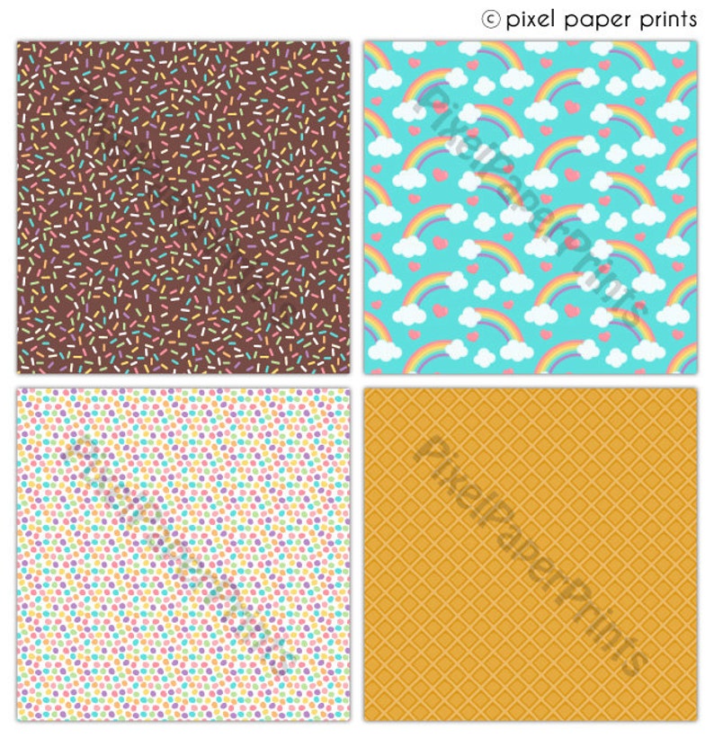 Ice cream papers Digital Paper Set Icecream | Etsy