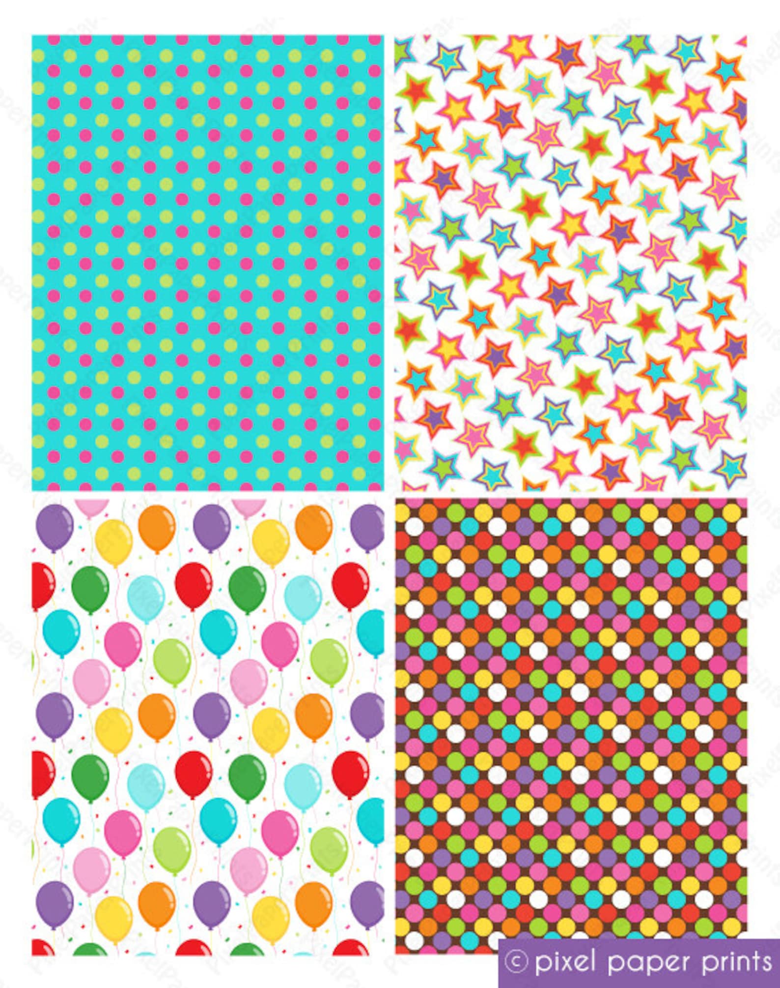 Colorful Birthday Digital Paper Set - Etsy