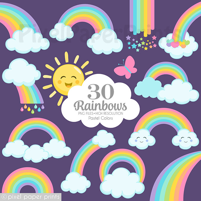 Just Rainbows Pastel Colors Rainbow Clip Art Digital Clip - Etsy