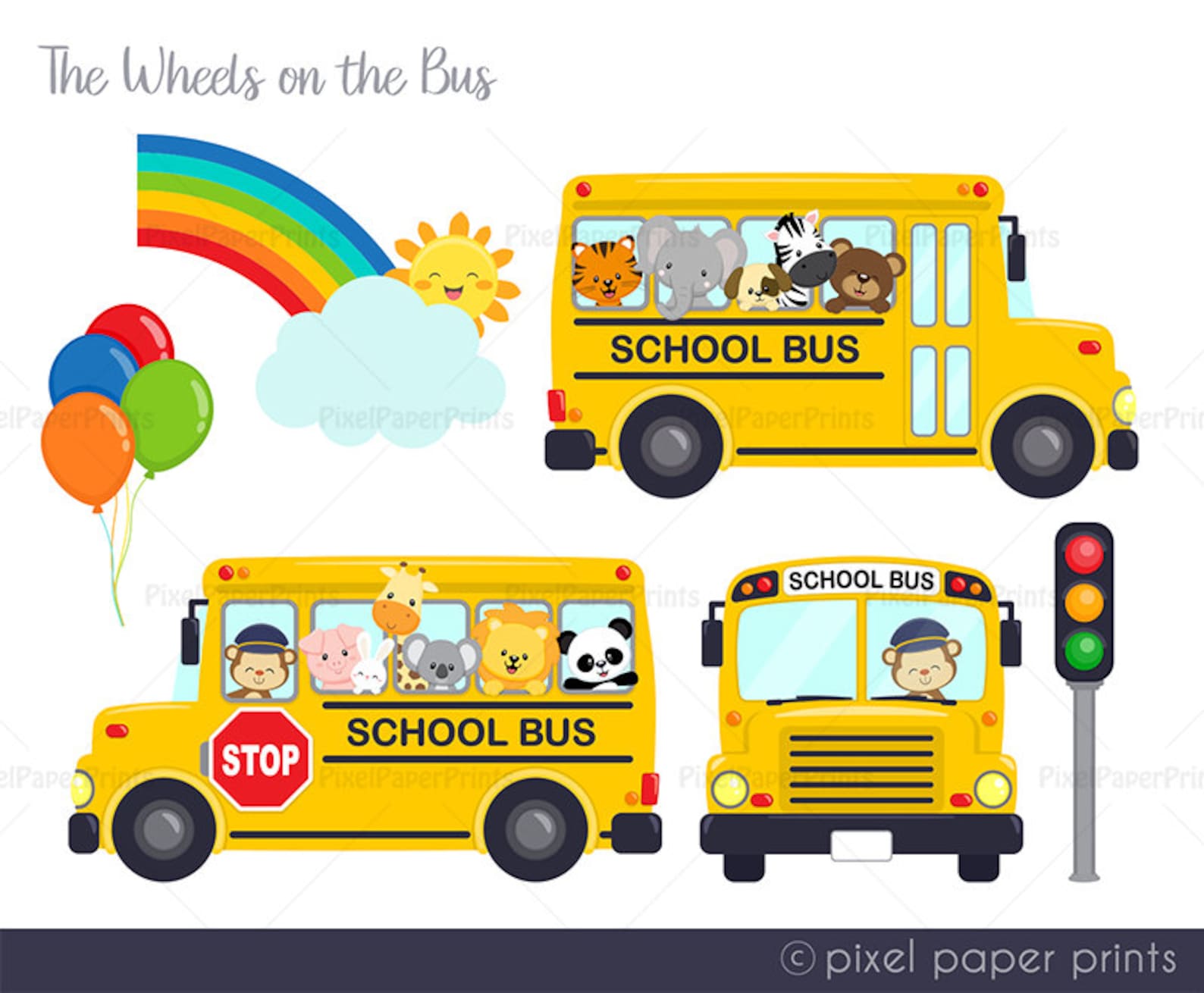 School Bus Clip Art- Clip Art - School Bus Graphics - Printable ...