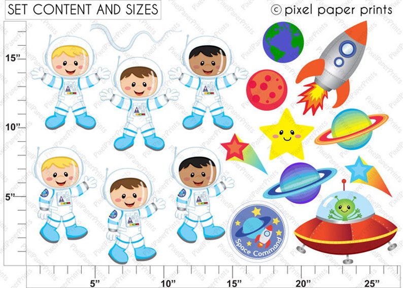Astronauts Clip Art and Digital Paper Set Digital Download - Etsy