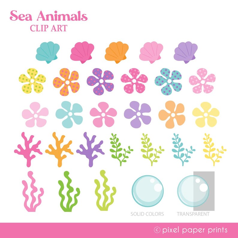 Sea Animals Clipart PNG, Cute Ocean Animal Graphics and Printable ...