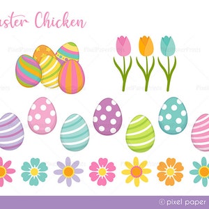 Easter Clipart - Cute Easter Chicken Graphics - Digital Paper and Clip ...
