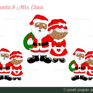 Santa and Mrs. Claus - Christmas Clipart - Black Santa Claus - Clip Art ...