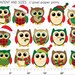 Christmas Owls Clip Art Digital Paper and Clip Art Set - Etsy