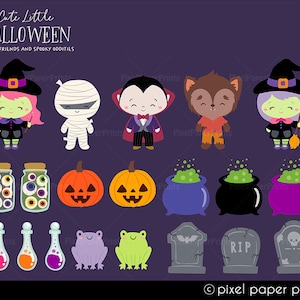 Halloween Clip Art - Cute Little Halloween - Halloween Bundle - Witch ...