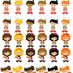 La Pizzeria Girls - Clip Art and Digital Paper Set - Pizza Party ...
