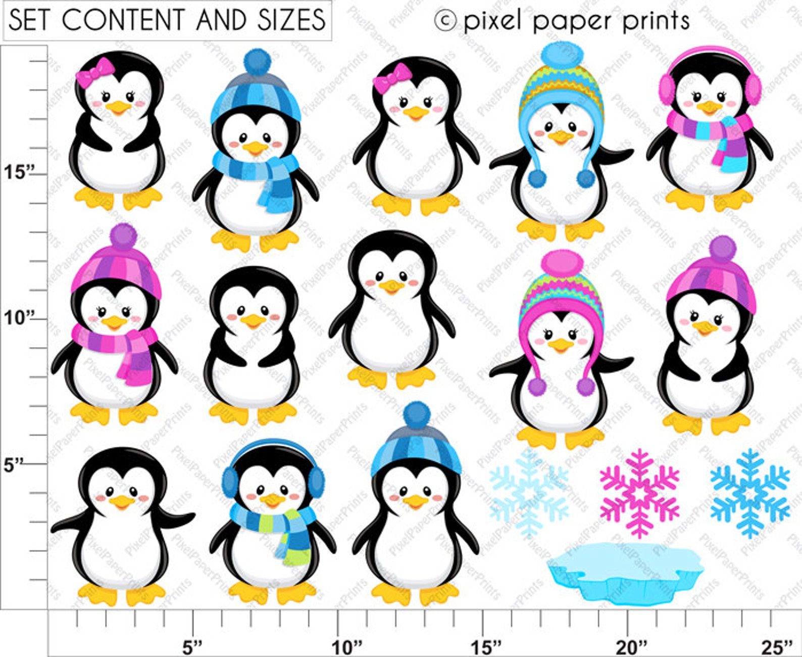 Penguin Clip Art - Winter Clipart - Penguin Clipart - Digital Download ...