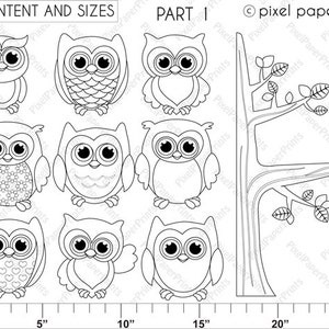 Owl Stamps - Digital Stamps Set - Etsy