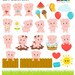 Cute Piglets - Pig Clipart - Clip Art and Digital Paper Set - Digital ...
